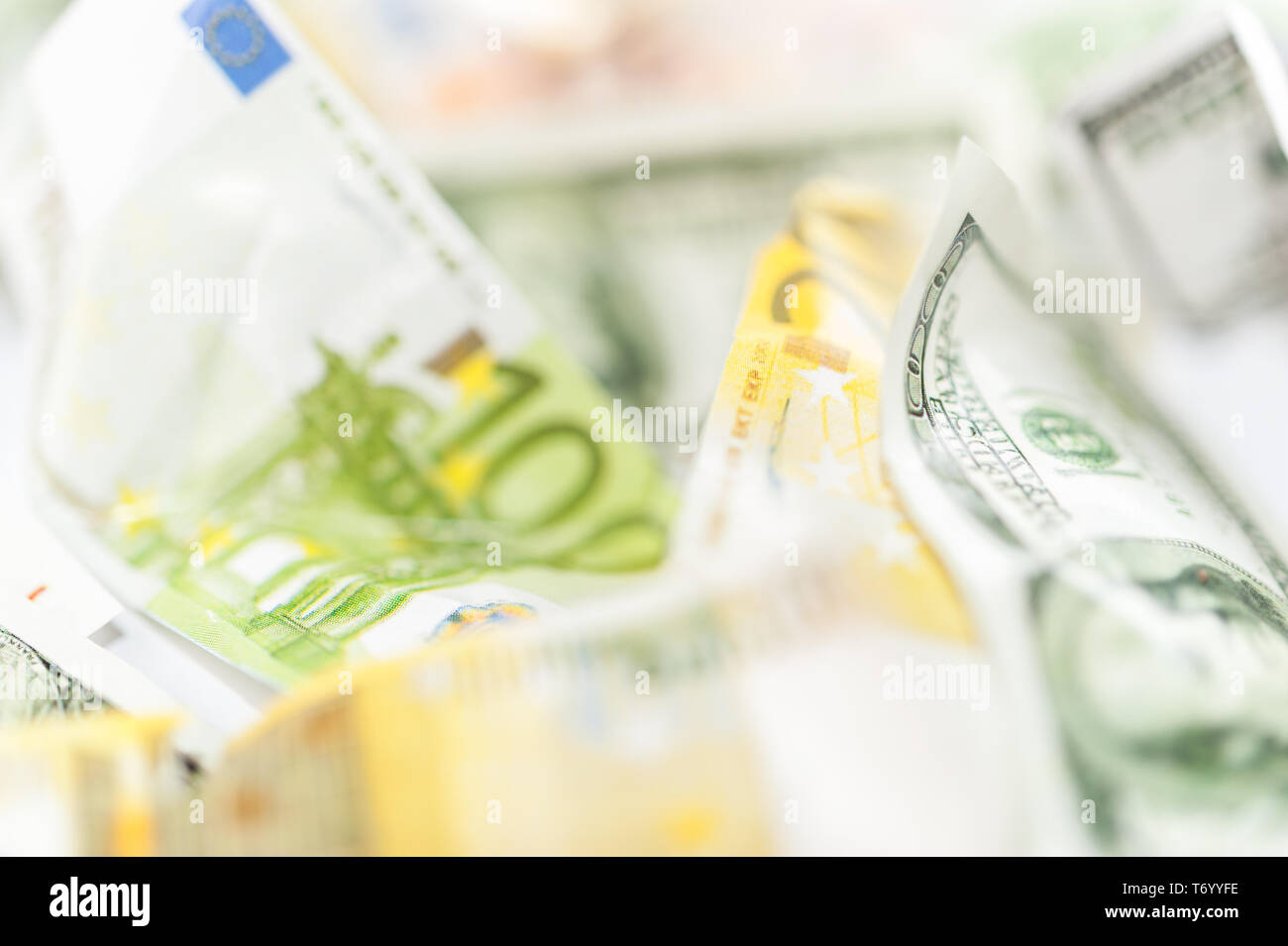 Fake dollars and euro crumpled money background Stock Photo - Alamy