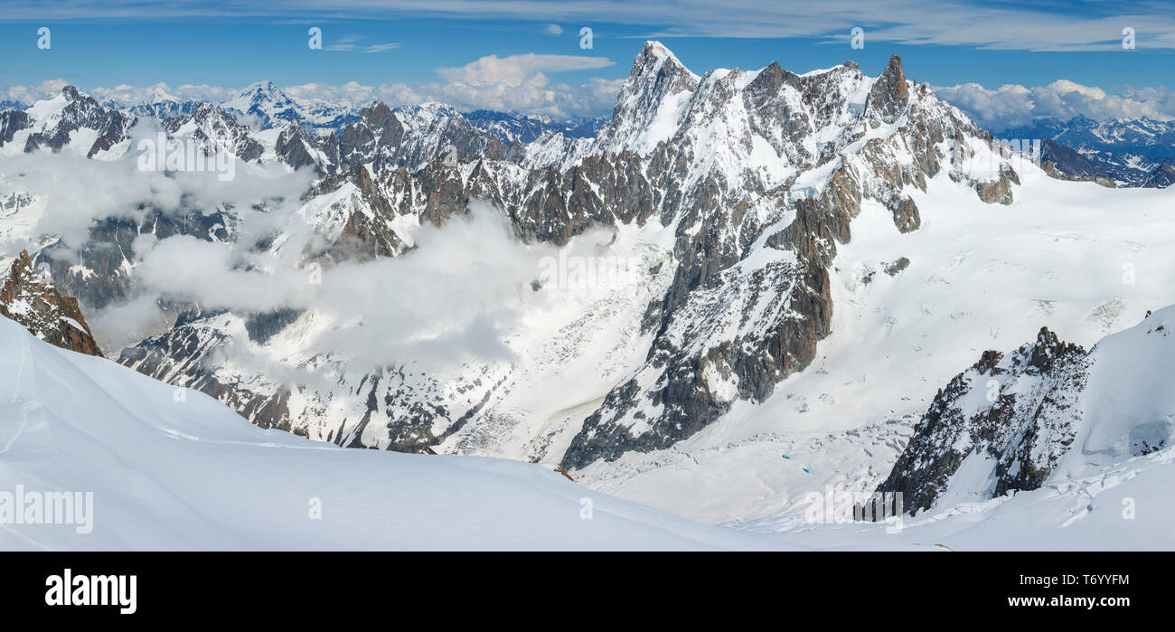 Mont Blanc mountain massif view from Aiguille du Midi Mount Stock Photo ...