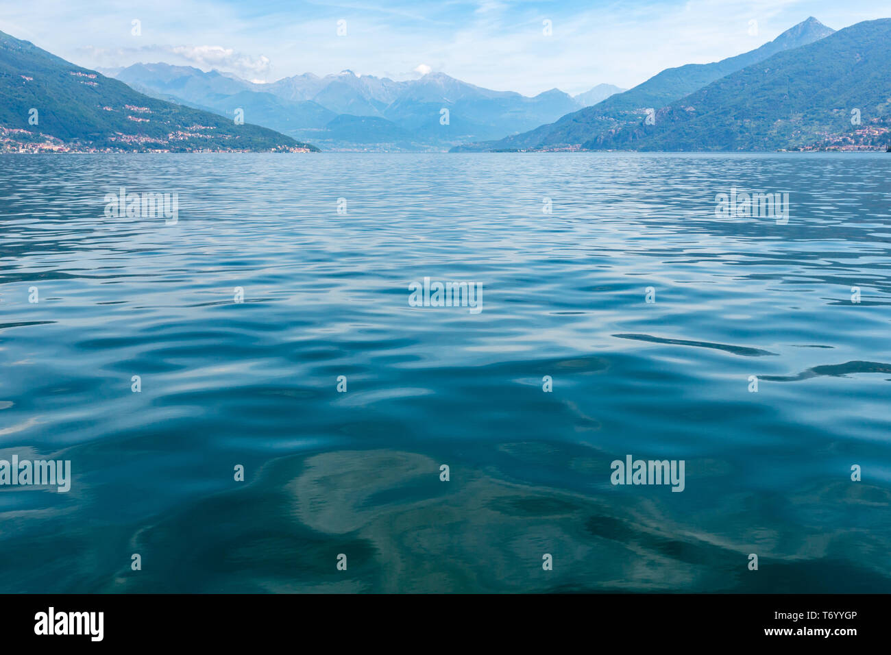 Lake Como (Italy) view from ship Stock Photo - Alamy