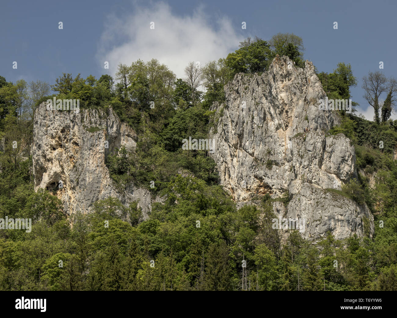 Rock formation in the Danube Valley near Beuron Stock Photo - Alamy