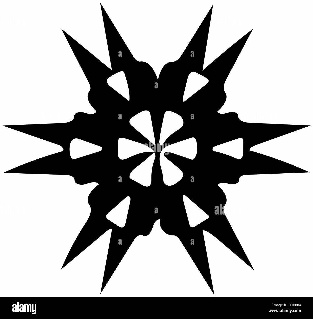 Ornate abstract black symbol on white background Stock Photo - Alamy