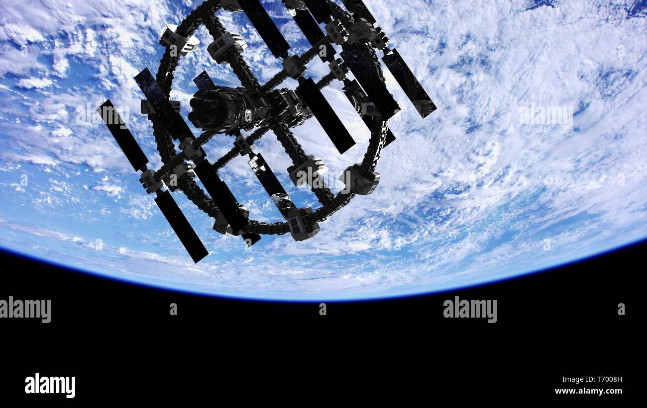 International Space Station in outer space over the planet Earth Stock Photo - Alamy