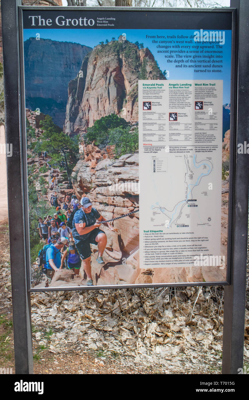 Zion National Park, UT, USA - March 18, 2018: A loop going to The ...