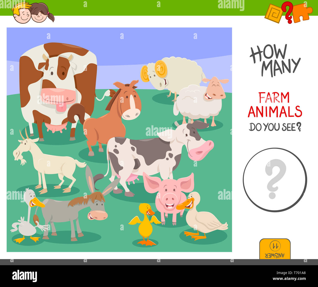 count farm animals activity game Stock Photo - Alamy