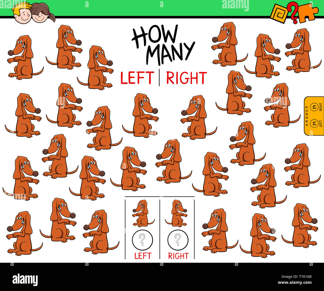 counting left and right pictures of dog Stock Photo - Alamy