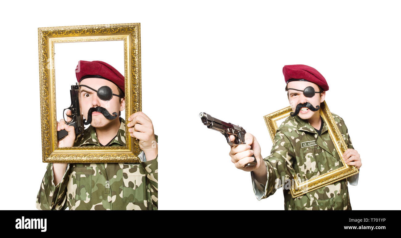 Funny soldier in military concept Stock Photo - Alamy