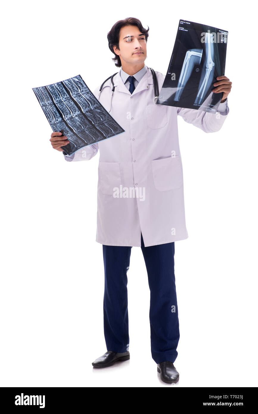Young handsome doctor radiologist isolated in white Stock Photo - Alamy