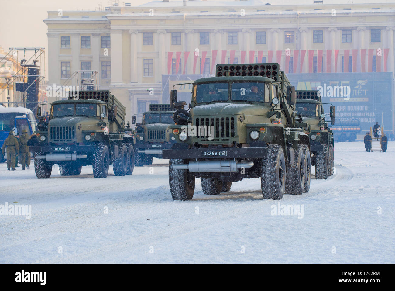 SAINT-PETERSBURG, RUSSIA - JANUARY 24, 2019: Fighting vehicles of the ...