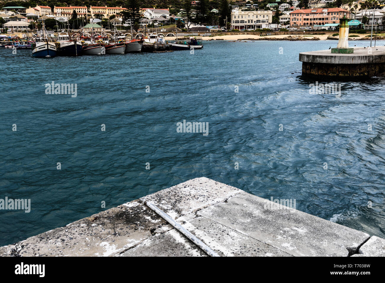 The entrance to Kalk Bay harbour on the False Bay coast line in South ...