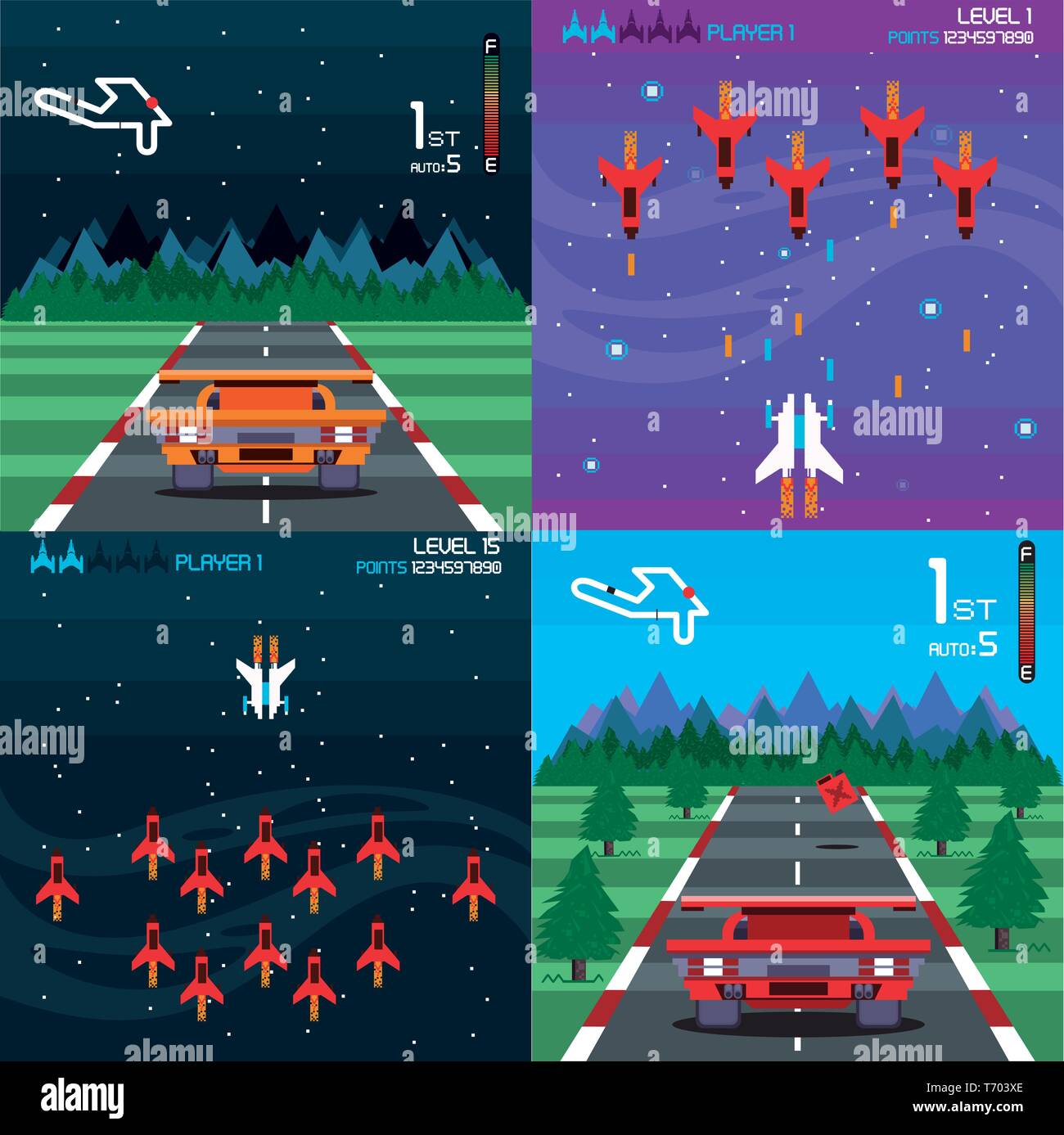 Retro videogame arcade screens set card Stock Vector Image & Art - Alamy