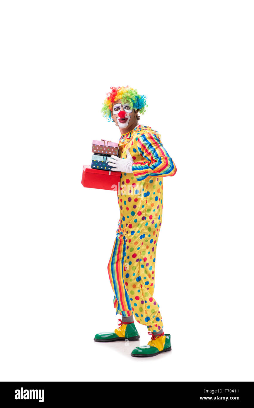 Funny clown isolated on white background Stock Photo - Alamy