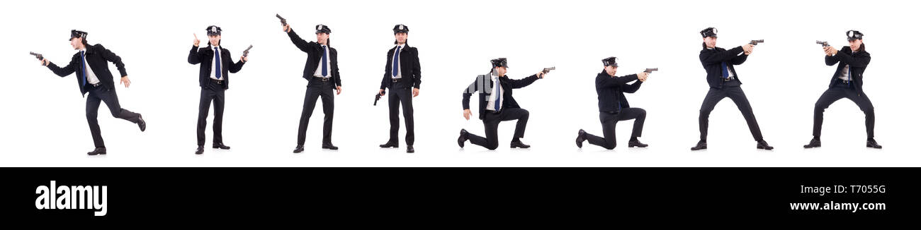 Police officer isolated on white Stock Photo - Alamy