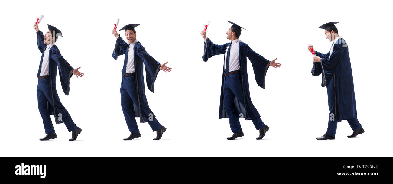 Young man graduation gown walking hi-res stock photography and images ...
