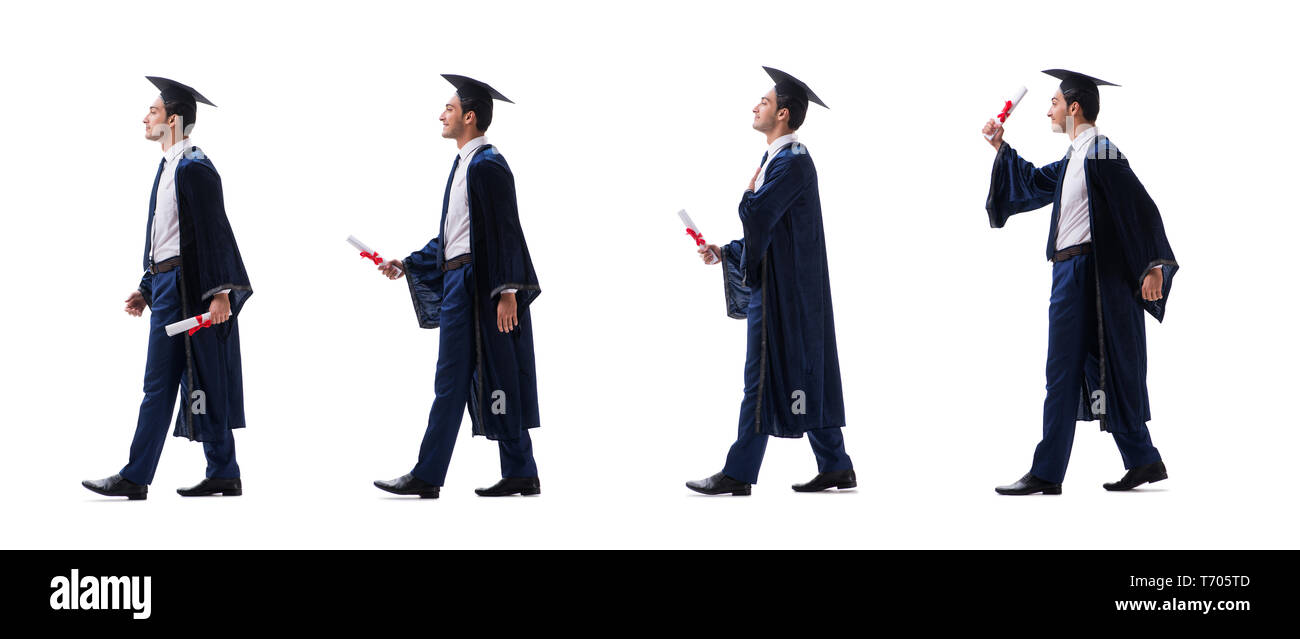 Young man graduation gown walking hi-res stock photography and images ...