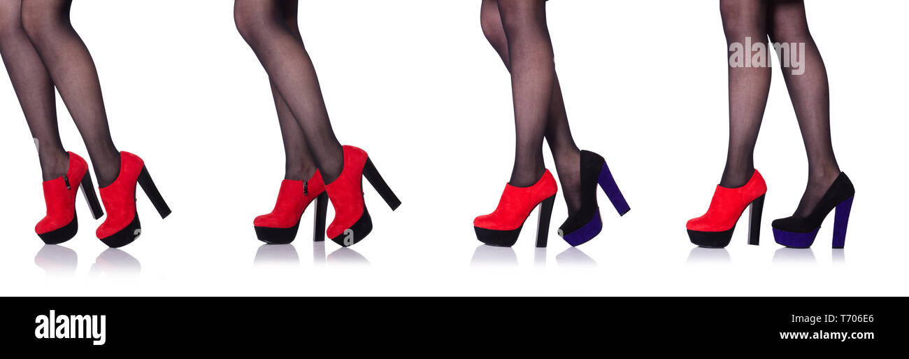Woman legs with red shoes isolated on the white Stock Photo - Alamy
