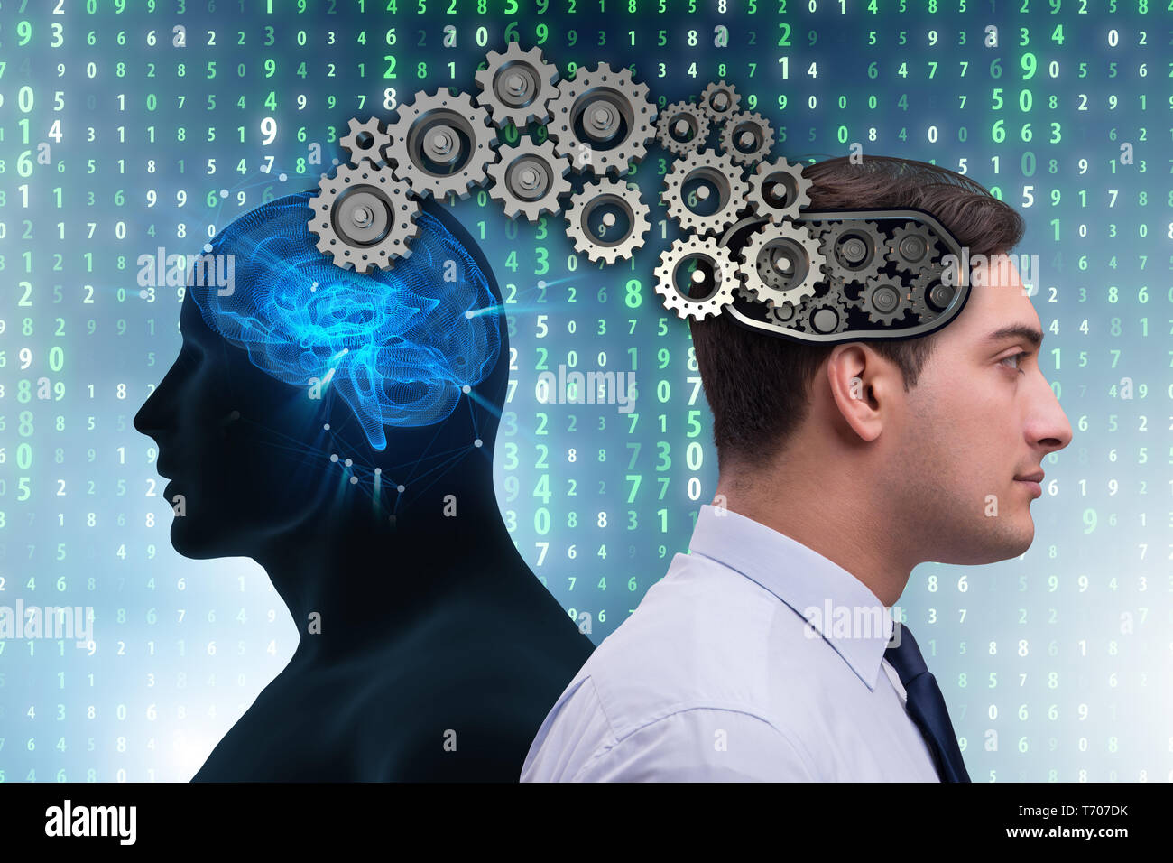 The cognitive computing concept as future technology with businessman ...