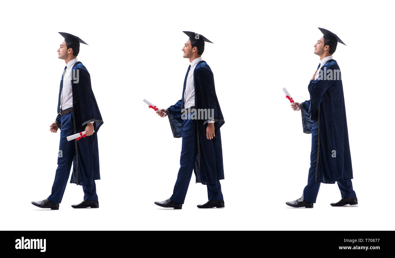Young man graduation gown walking hi-res stock photography and images ...