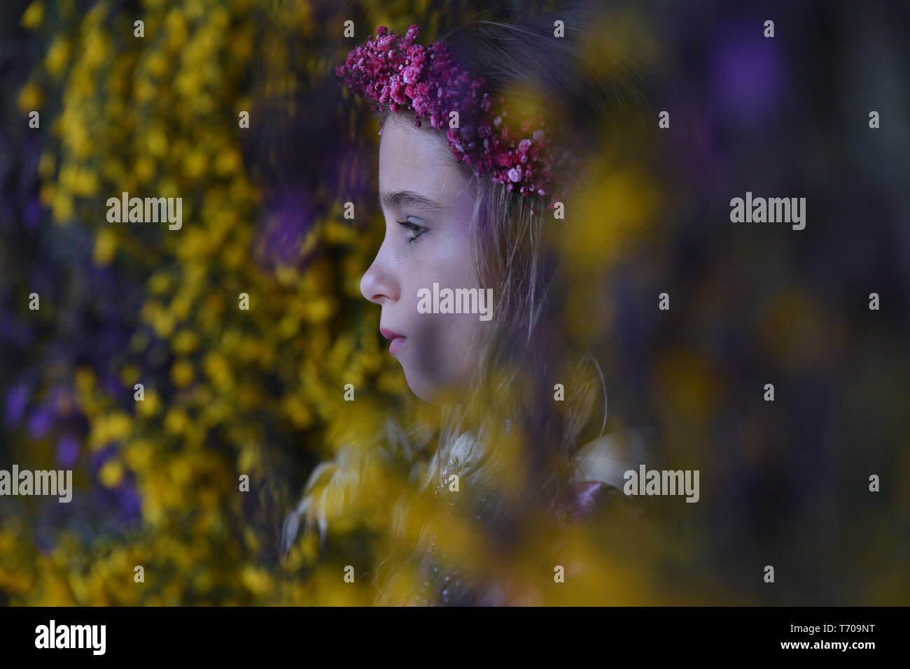 A Maya girl is seen seated in an altar during the traditional ...
