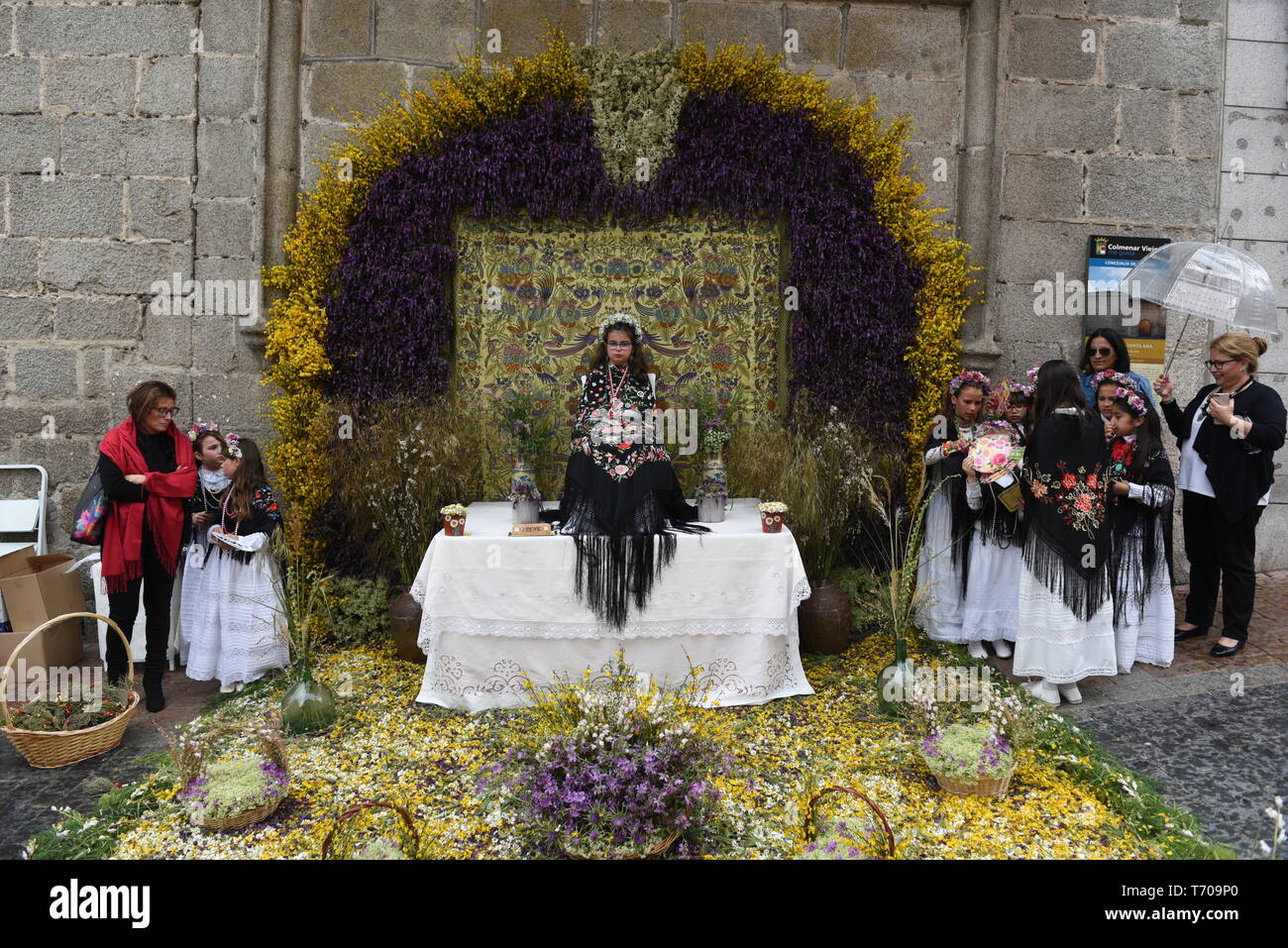 A Maya girl is seen seated in an altar during the traditional ...