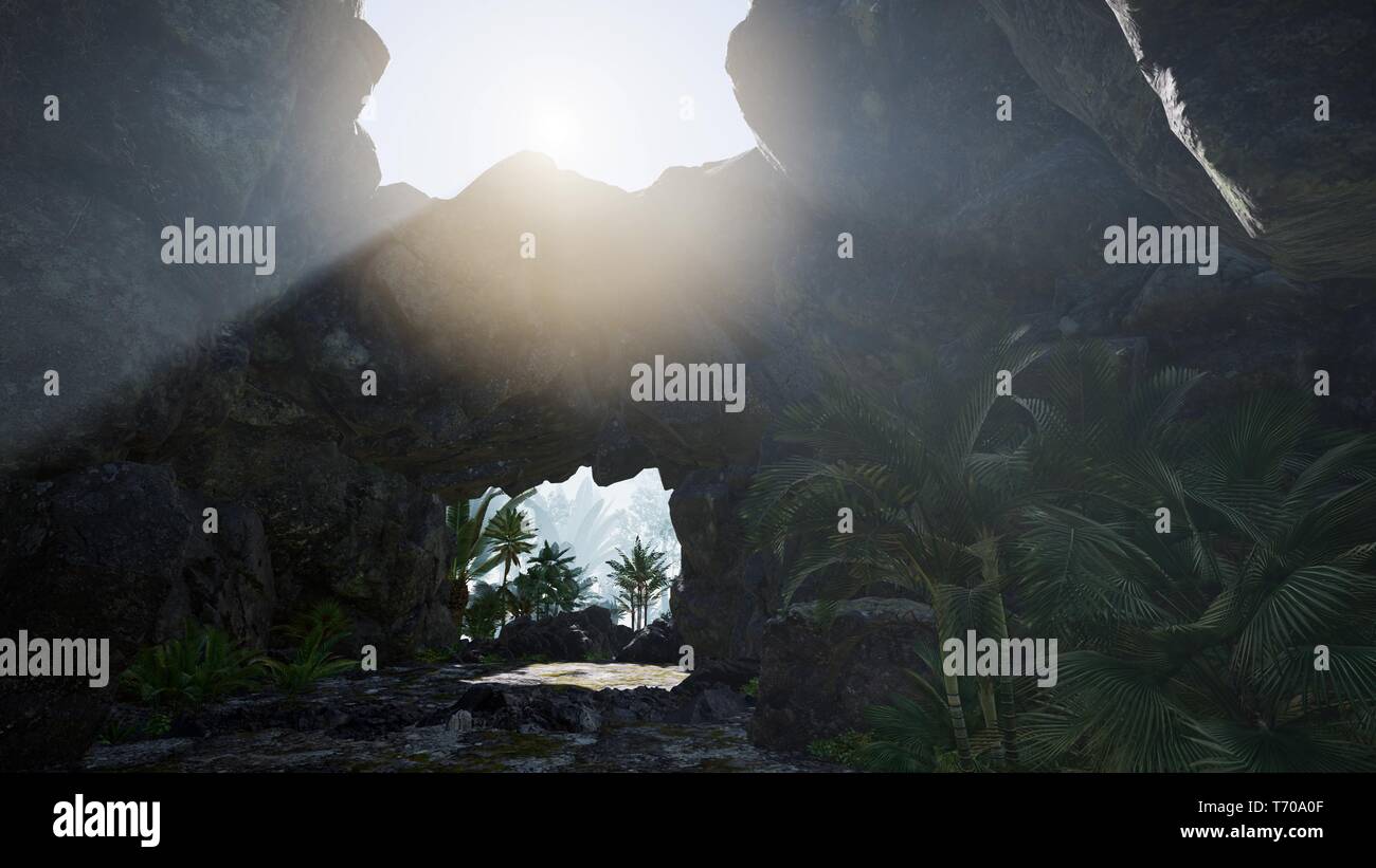 Sunlight through the chimney cave in Thailand Stock Photo - Alamy