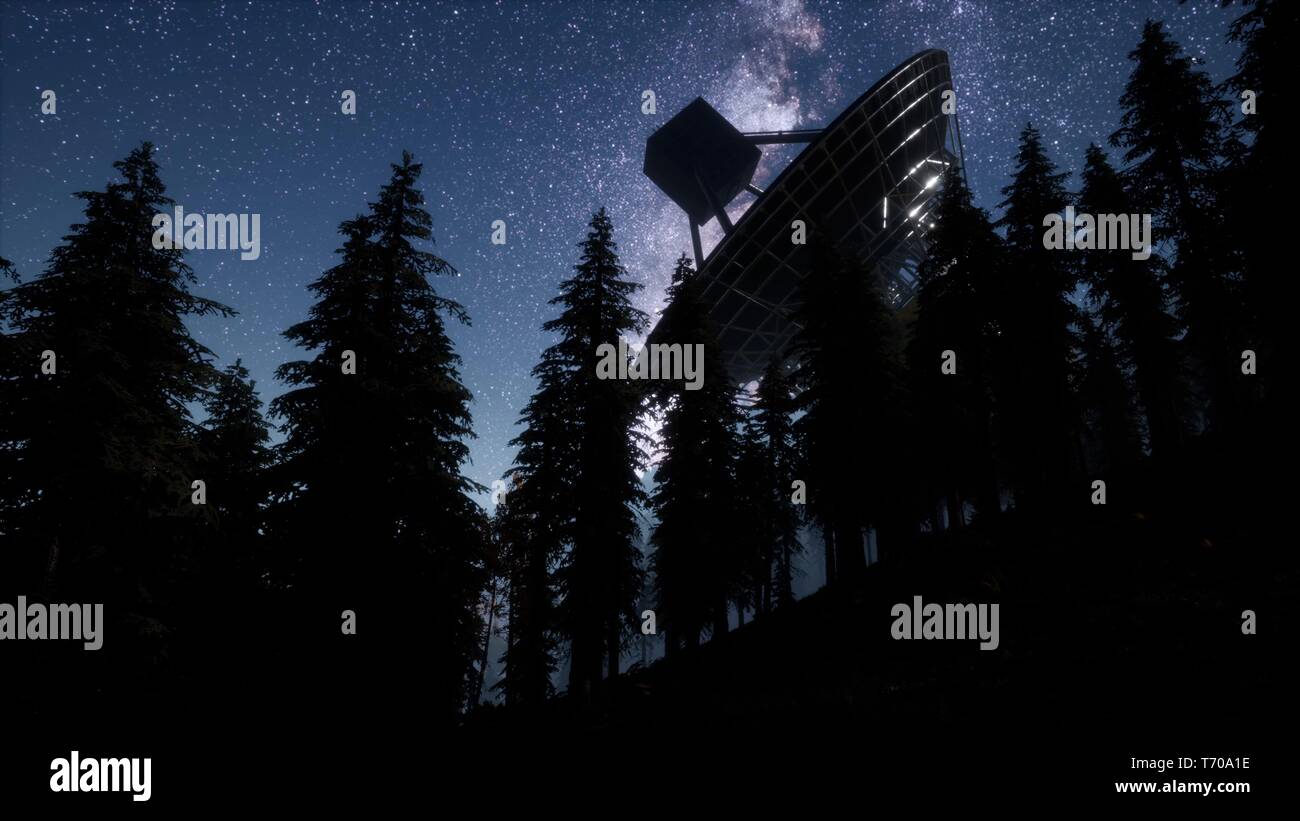 astronomical observatory under the night sky stars. hyperlapse Stock ...