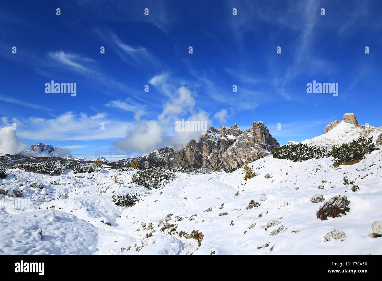 Three pinnacles in the Dolomites Stock Photo - Alamy