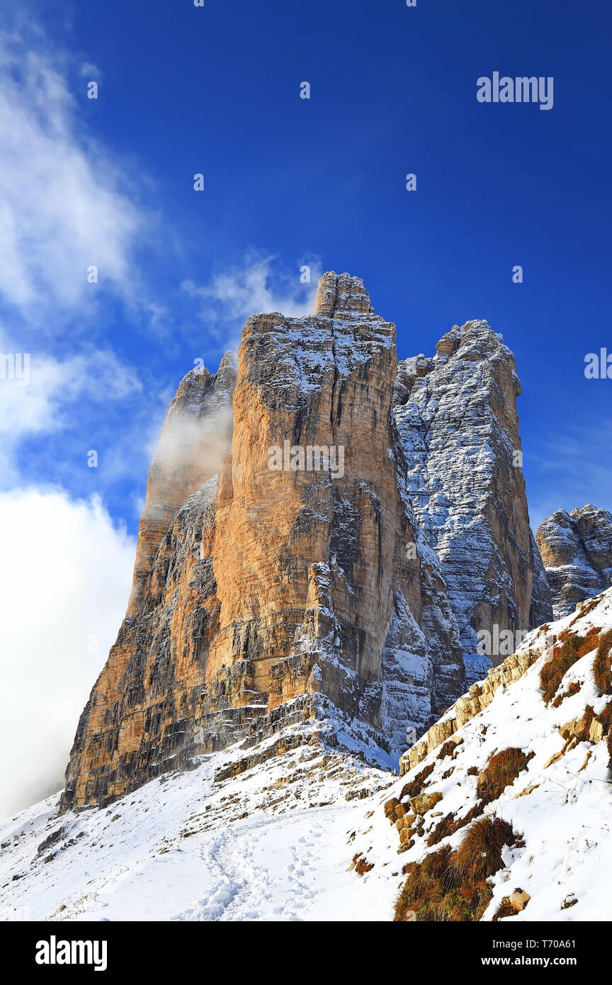 Three pinnacles in the Dolomites Stock Photo - Alamy
