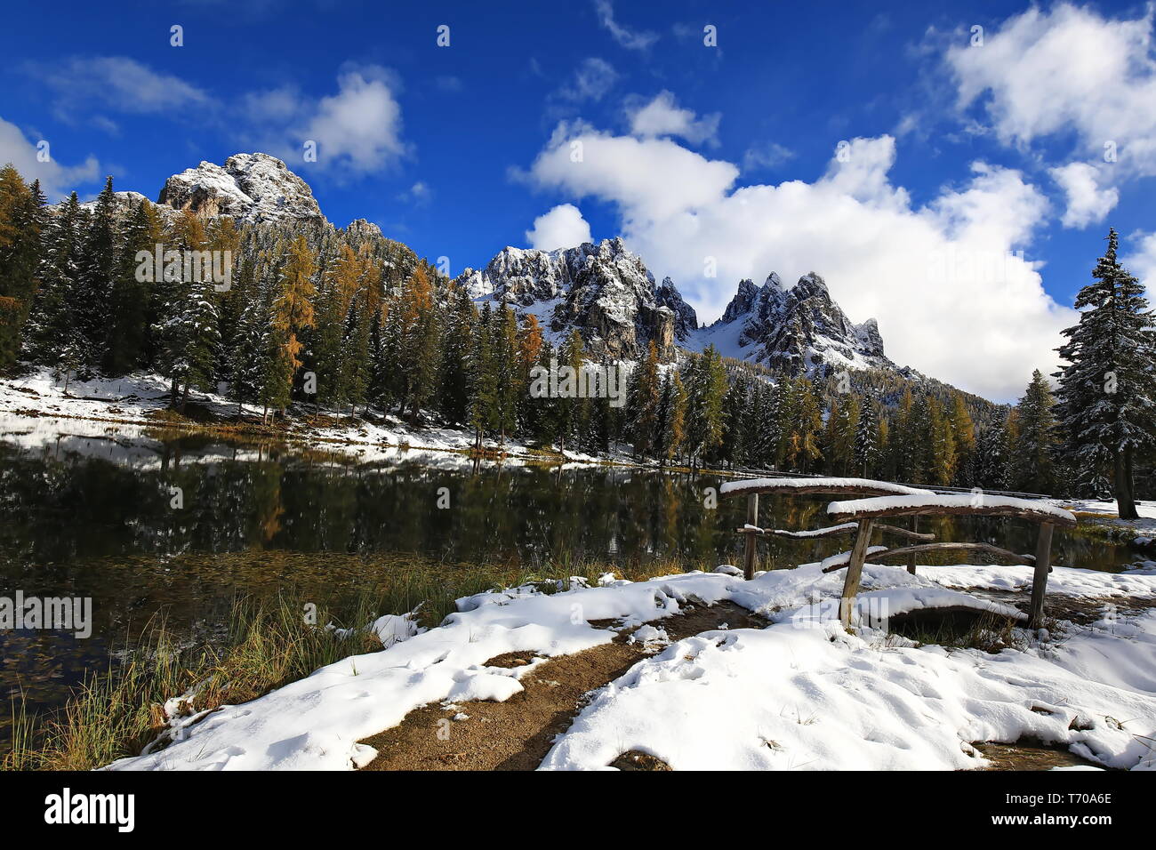 Lago Antorno is a lake in the Dolomites Stock Photo - Alamy