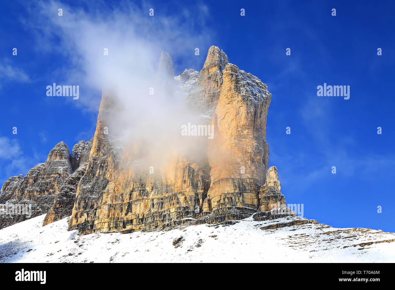 Three pinnacles in the Dolomites Stock Photo - Alamy
