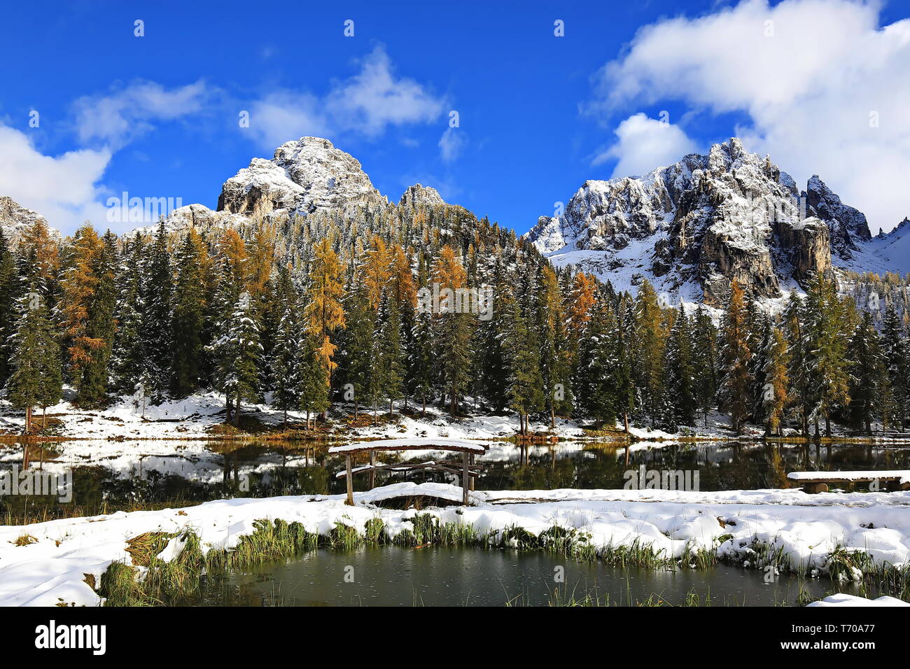 Lago Antorno is a lake in the Dolomites Stock Photo - Alamy