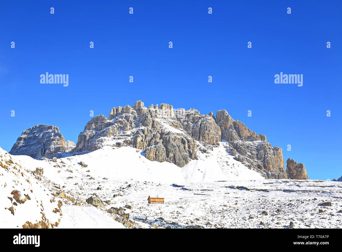 Three pinnacles in the Dolomites Stock Photo - Alamy