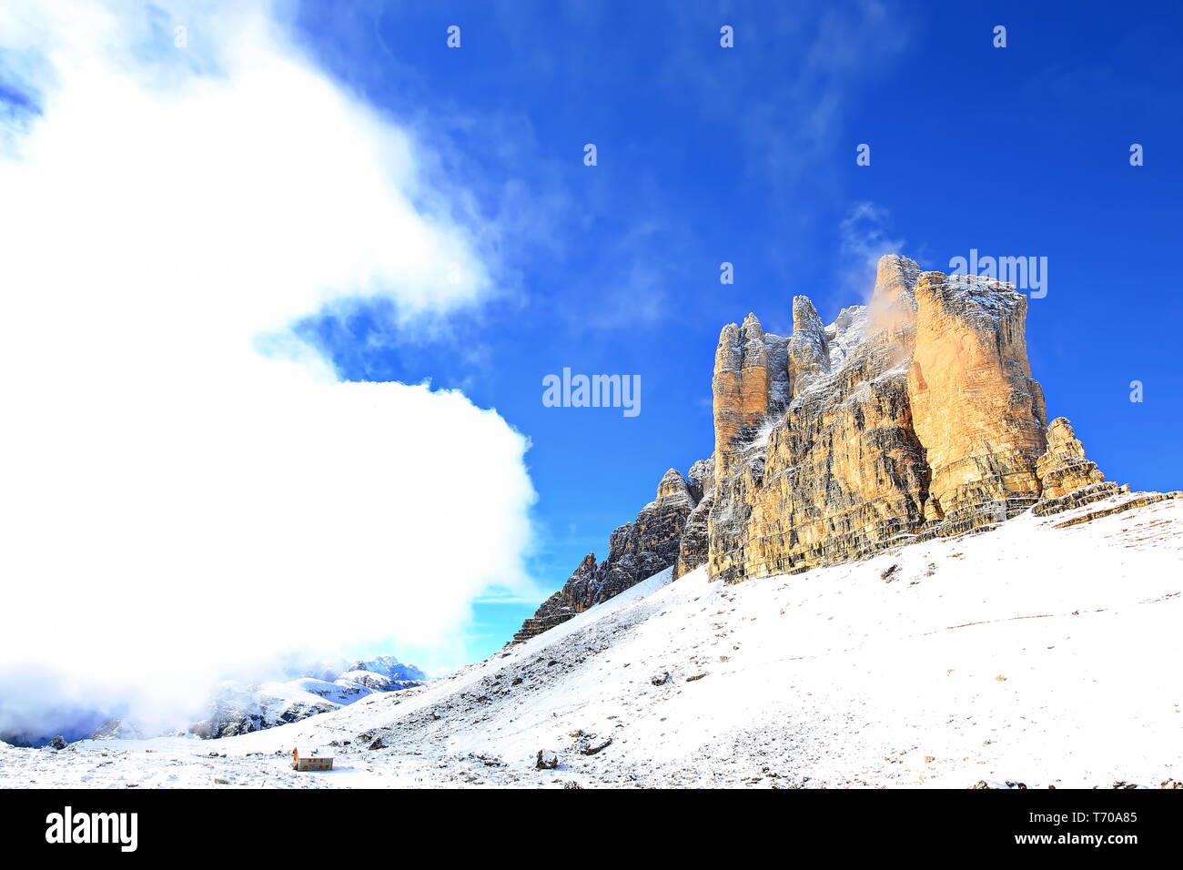 Three pinnacles in the Dolomites Stock Photo - Alamy