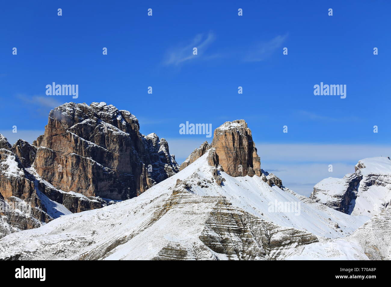 Three pinnacles in the Dolomites Stock Photo - Alamy