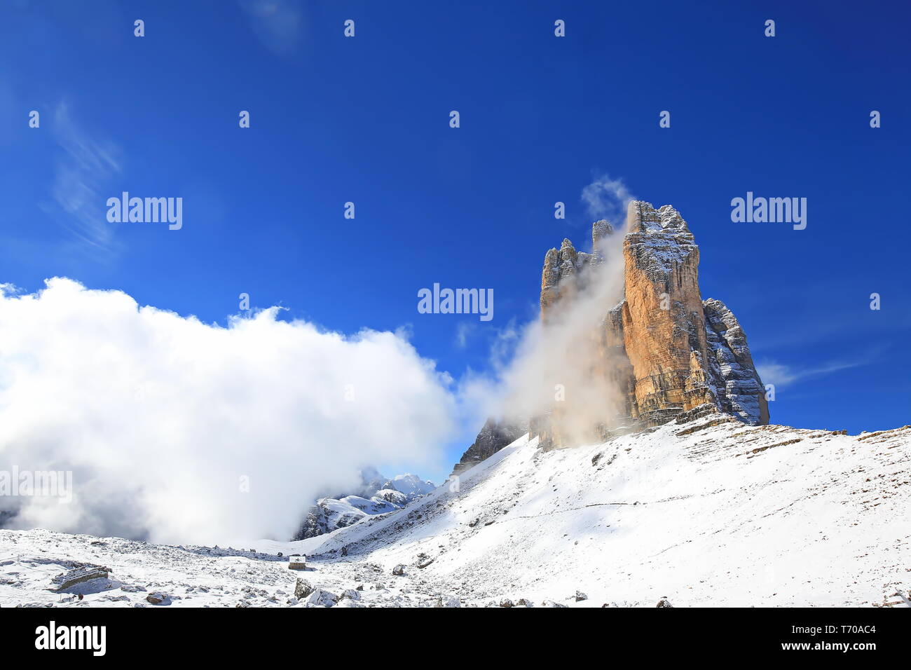 Three pinnacles in the Dolomites Stock Photo - Alamy