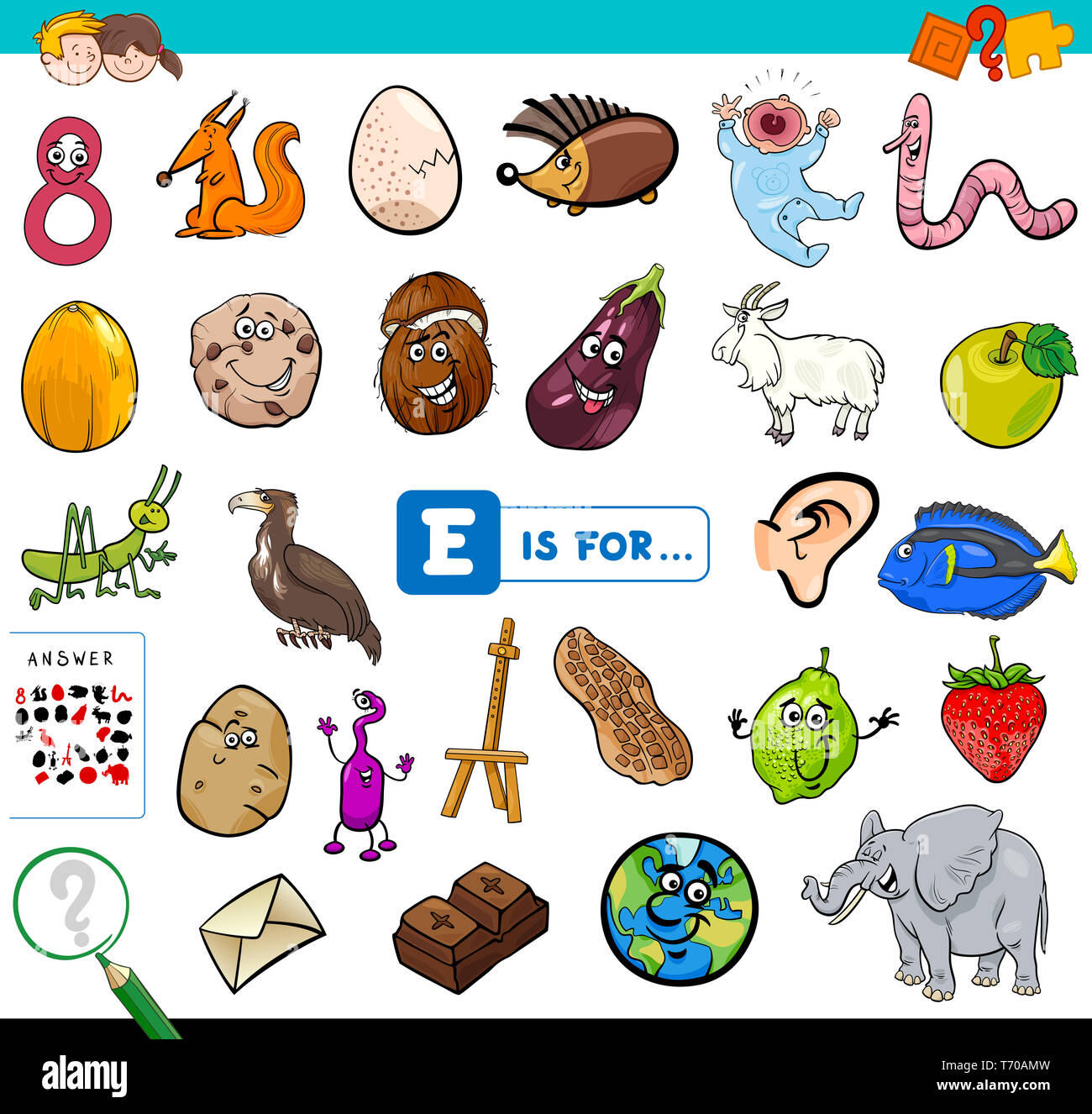 E is for educational game for children Stock Photo - Alamy