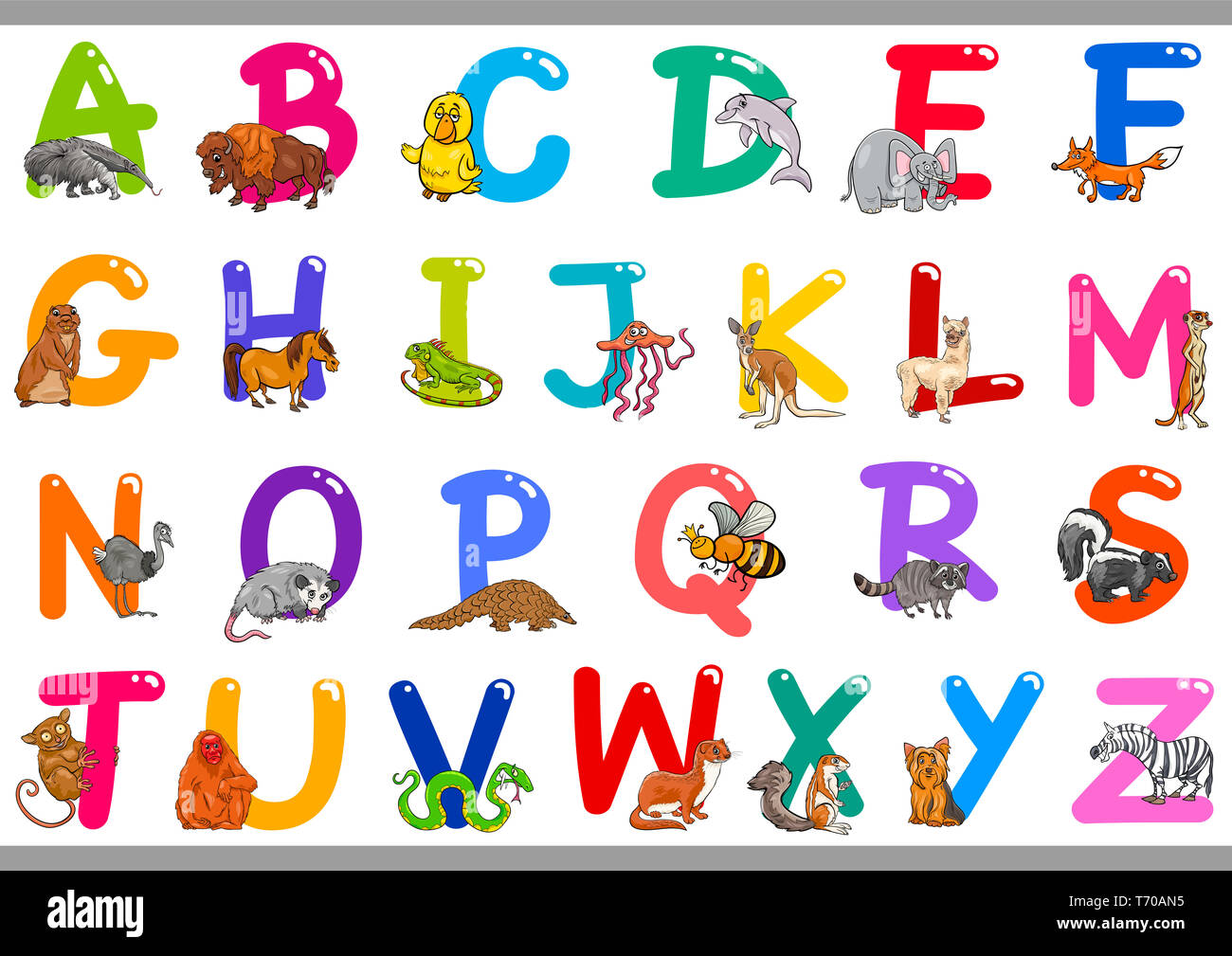 Cartoon animal characters letter hi-res stock photography and images ...