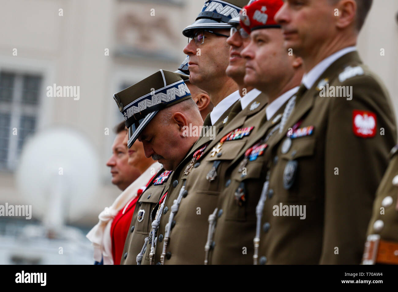 Polish officers and commanders are seen during the ceremony. Ceremonial ...