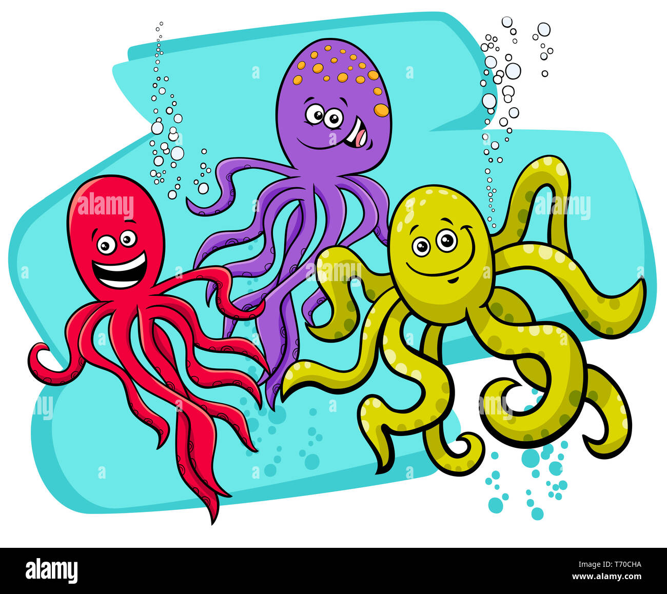 octopuses characters cartoon illustration Stock Photo - Alamy