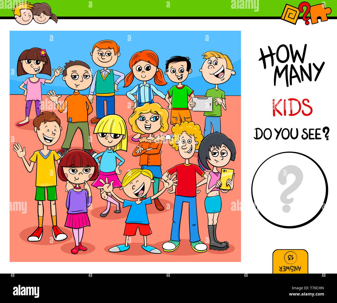 counting kid characters educational activity Stock Photo - Alamy