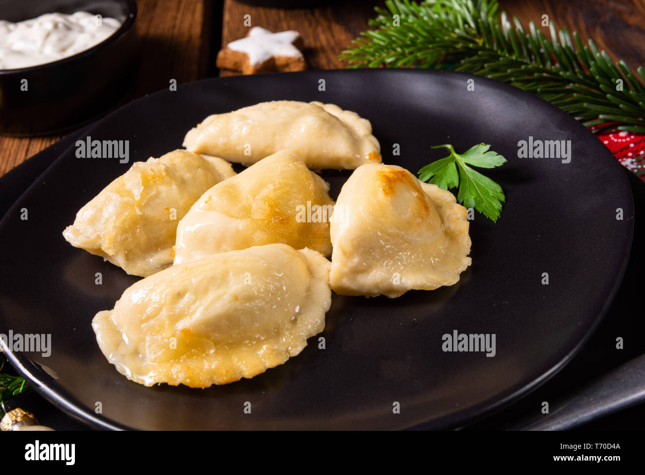 Polish Christmas pierogi with sauerkraut and mushrooms Stock Photo - Alamy
