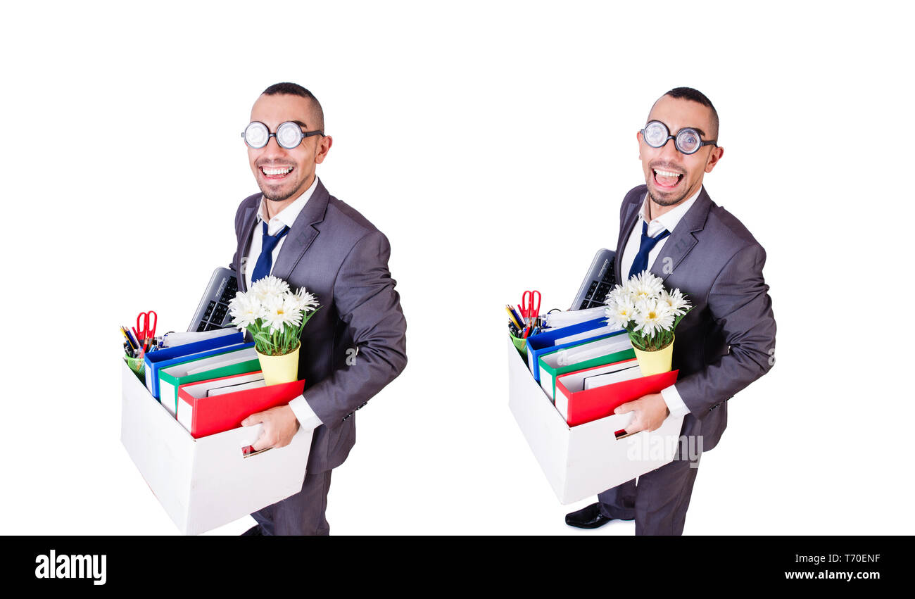 Fired young man box Cut Out Stock Images & Pictures - Alamy