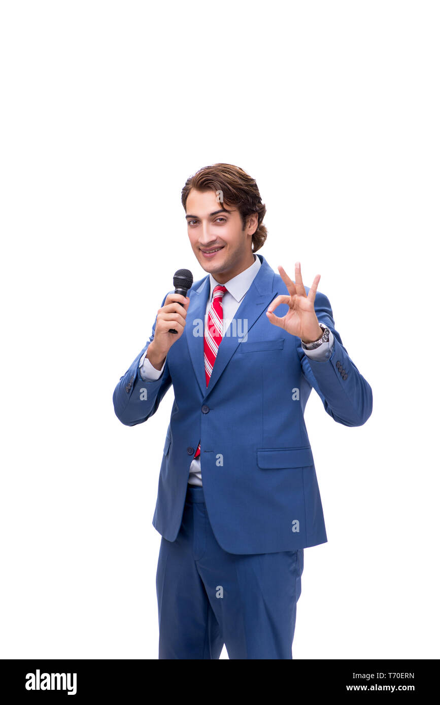 Man microphone relaxing hi-res stock photography and images - Alamy