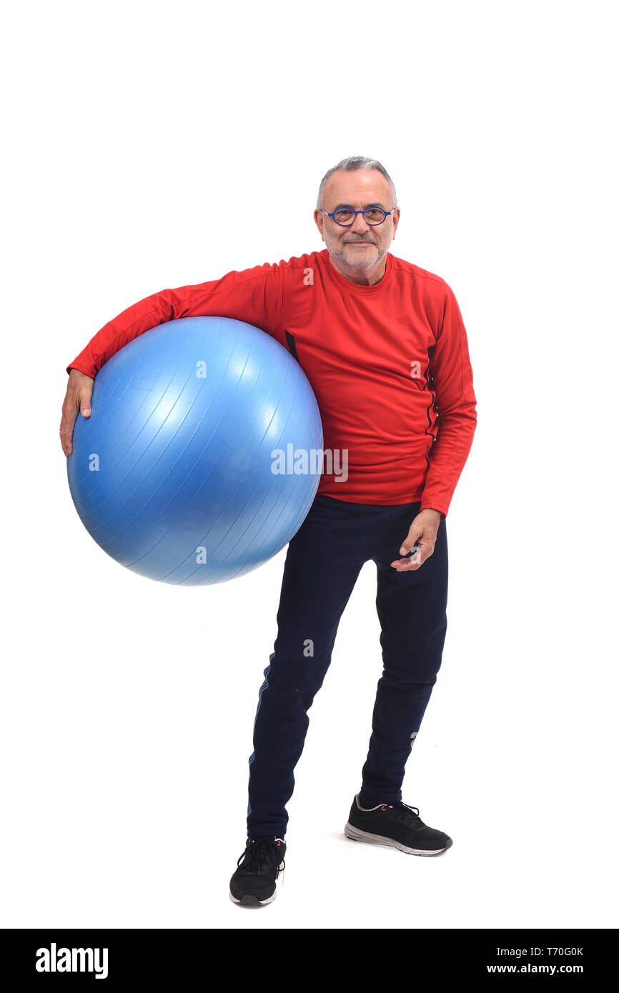 man with ball on white background Stock Photo - Alamy