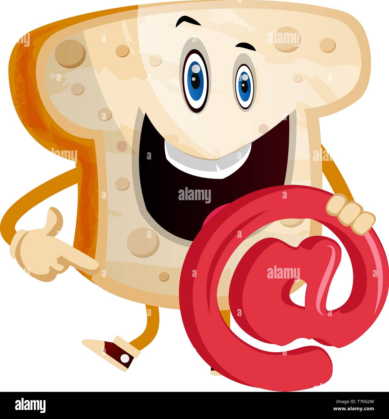 A toast illustration with @ vector on white background Stock Vector ...