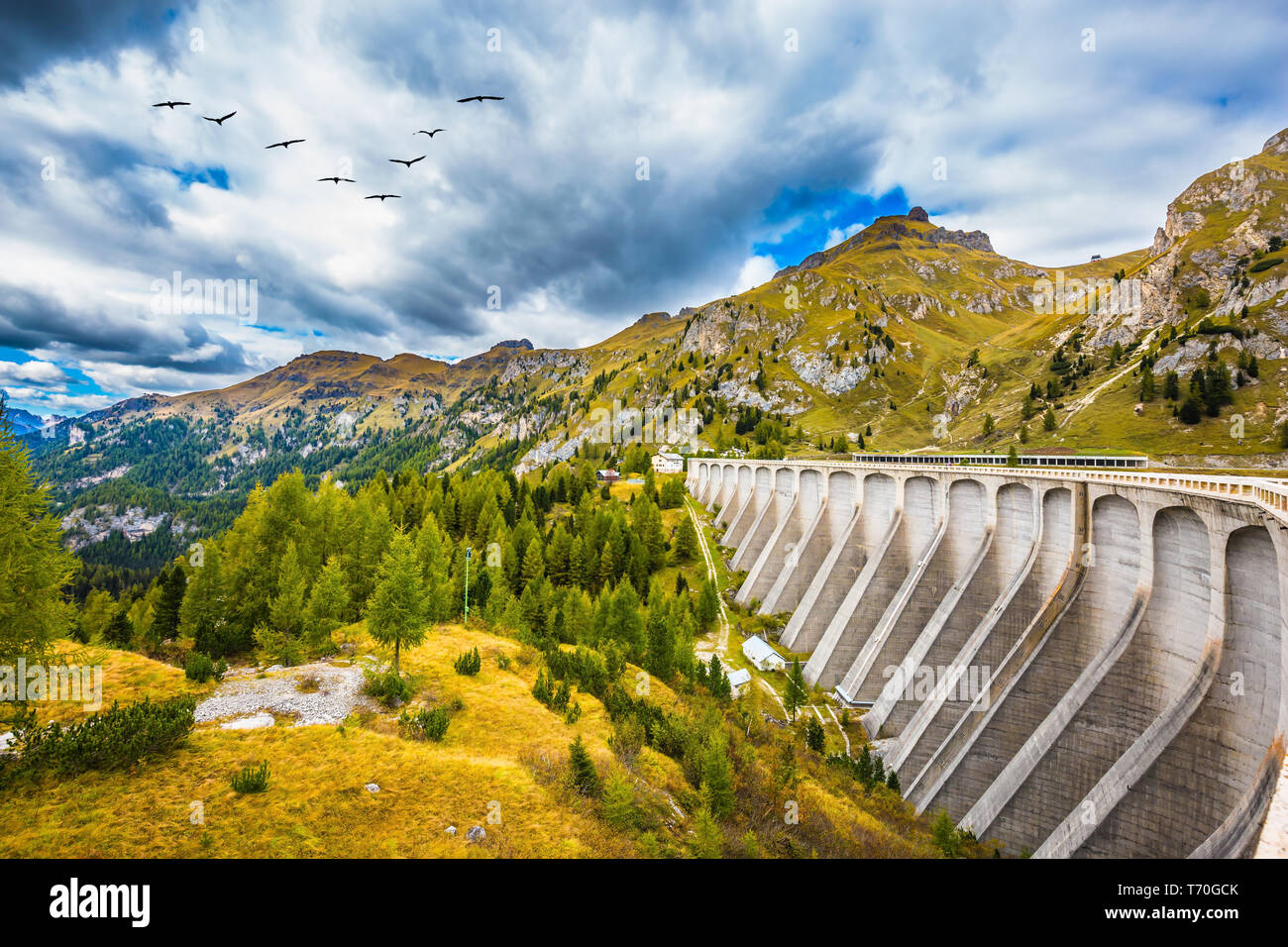 Powerful dam blocked the lake Stock Photo - Alamy