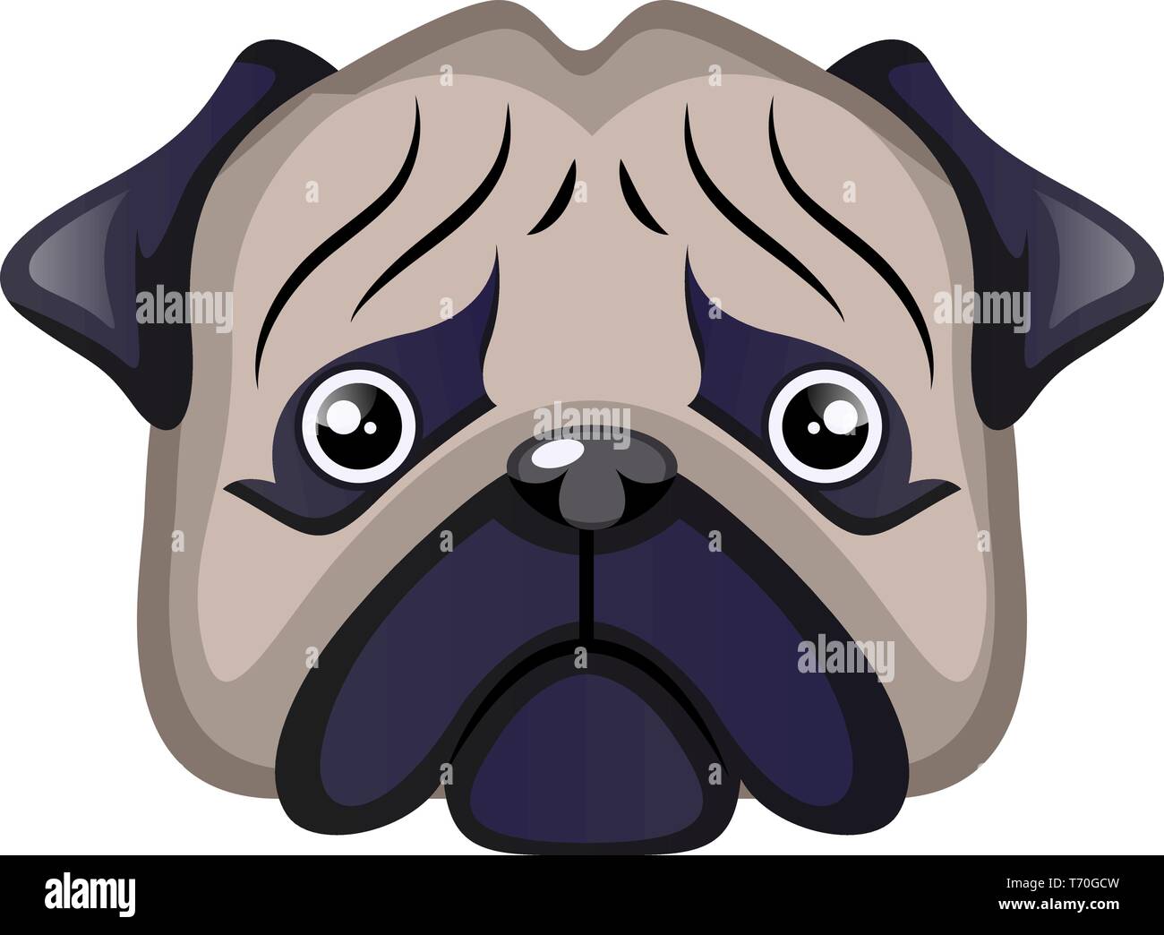 Sad Pug illustration vector on white background Stock Vector Image ...