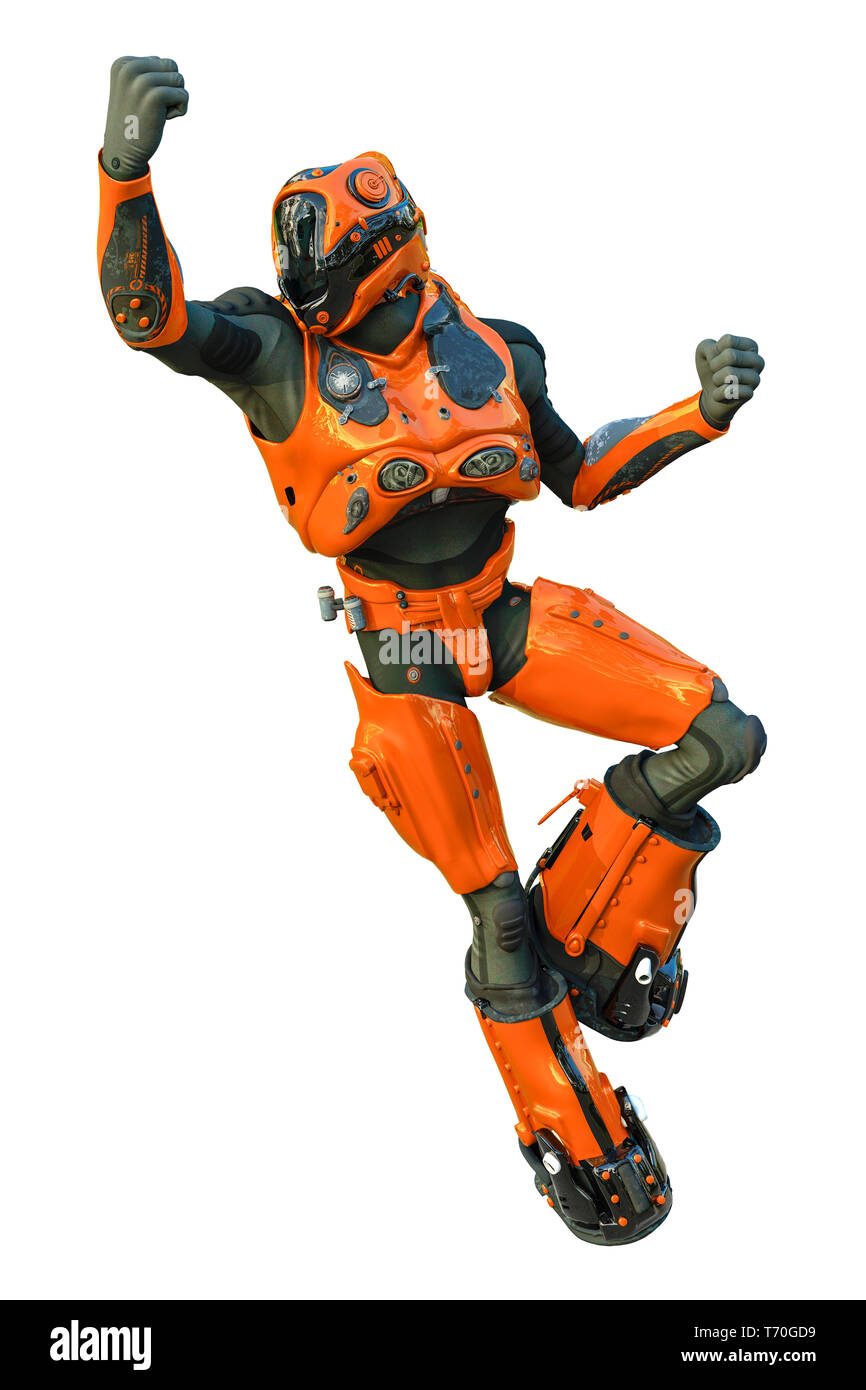 this is astronaut in orange exo suit exploring arround. This girl will ...