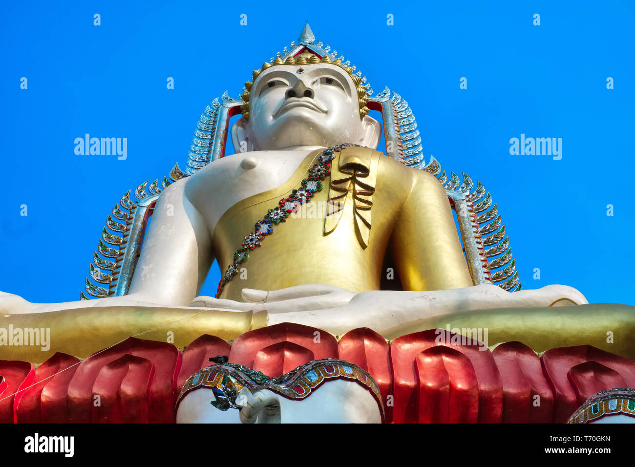 The main Buddha statue at Wat Khun Chan in Phasi Charoen, Thonburi, Bangkok, Thailand, a temple ...