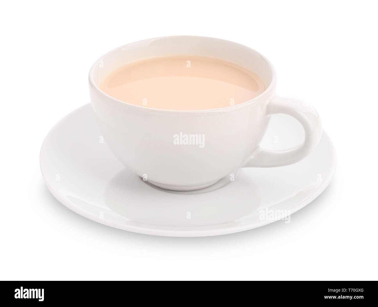 Cup of aromatic tea with milk on white background Stock Photo - Alamy