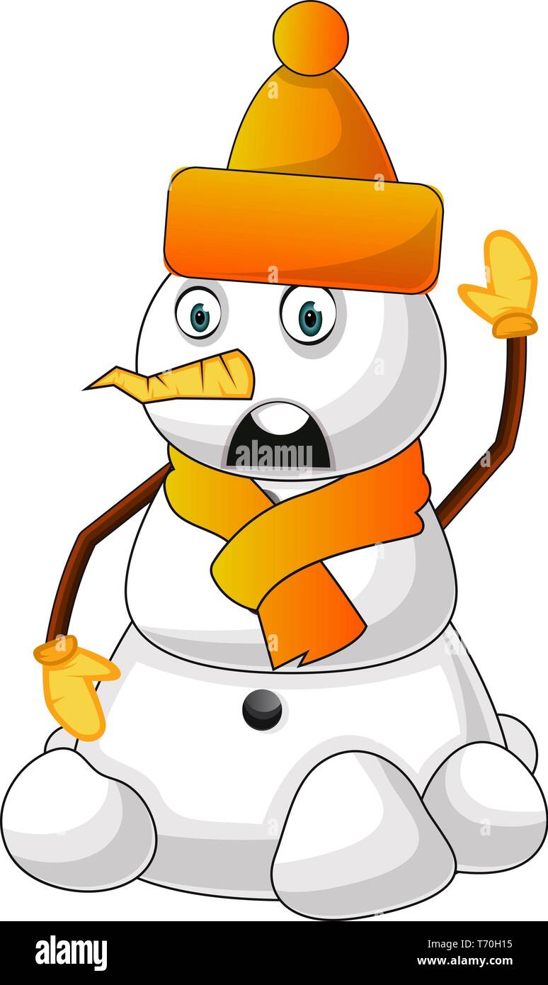 Snowman with orange hat illustration vector on white background Stock ...